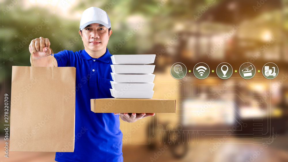 Food delivery service for order online shopping concept and icon media ...