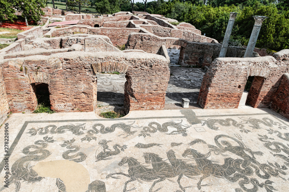 Neptune Roman empire thermal spa with frigidarium and landscape in ...