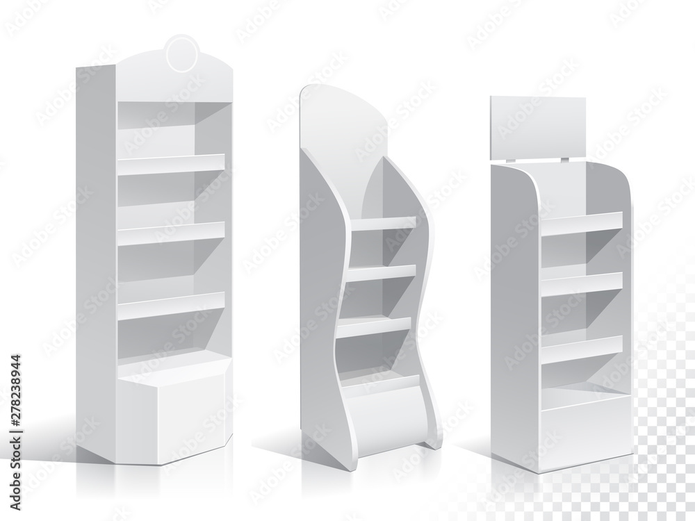 White Empty Displays With Shelves Products.Display on Isolated white ...