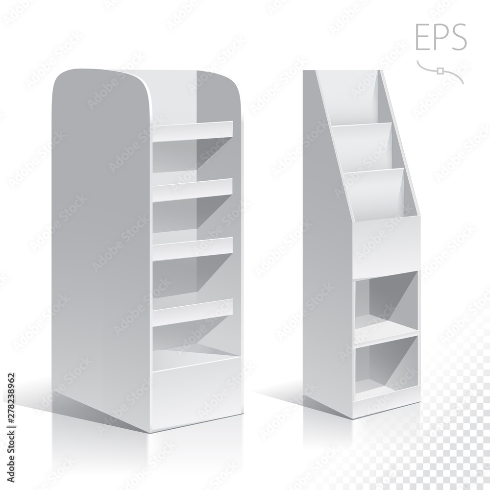 White Empty Displays With Shelves Products.Display on Isolated white ...