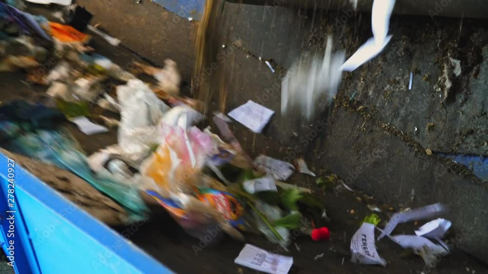 Garbage sorting conveyor on a waste recycling plant , Recycling 4k (UHD ...