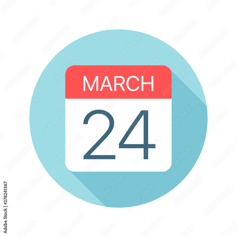 March 24 - Calendar Icon. Vector illustration of one day of month Stock ...
