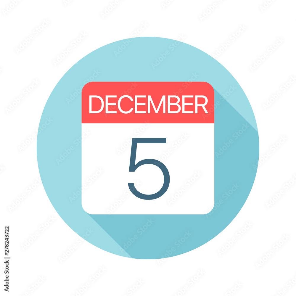 December 5 - Calendar Icon. Vector illustration of one day of month ...