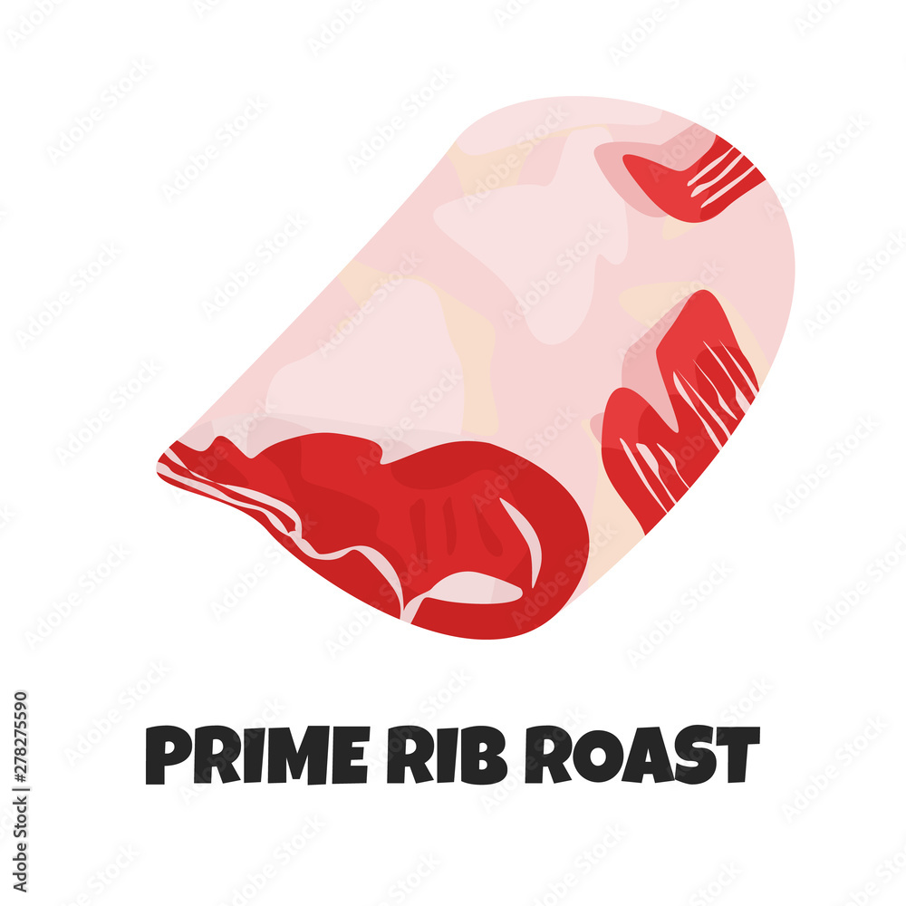 Vector Realistic Illustration of Prime Beef Rib Roast. Food Theme with ...
