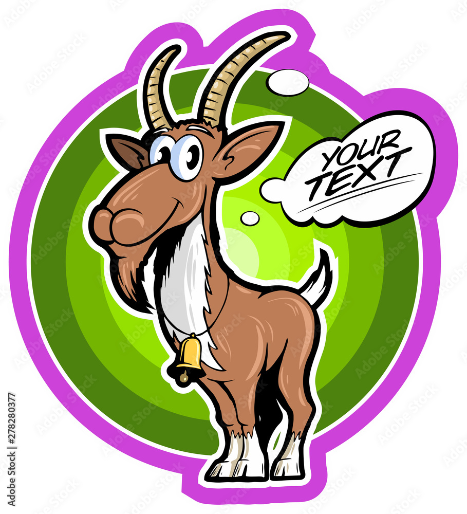 Cartoon style goat with the comics text box. Stock Vector | Adobe Stock