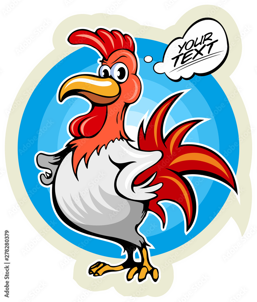 Cartoon style white rooster with the comics text box. Stock Vector ...