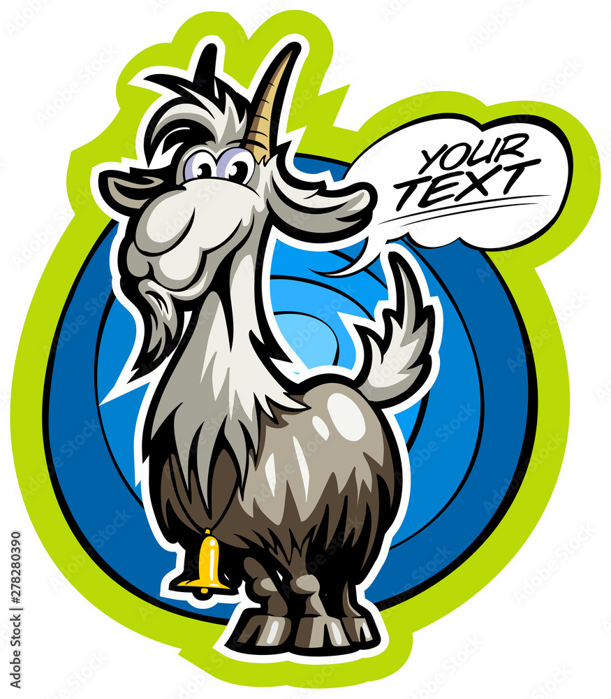 Cartoon style goat with the comics text box. Stock Vector | Adobe Stock