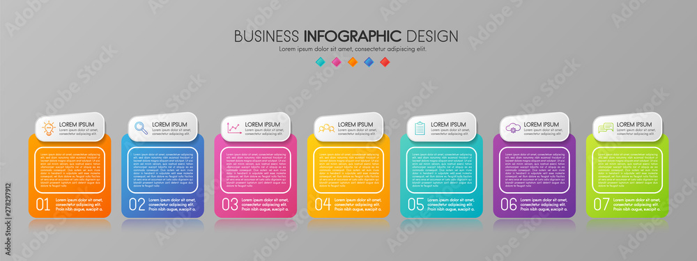 Business infographic layout with 7 options. Diagram. Vector Stock ...