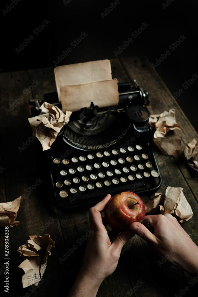typing on an vintage typewriter Stock Photo | Adobe Stock