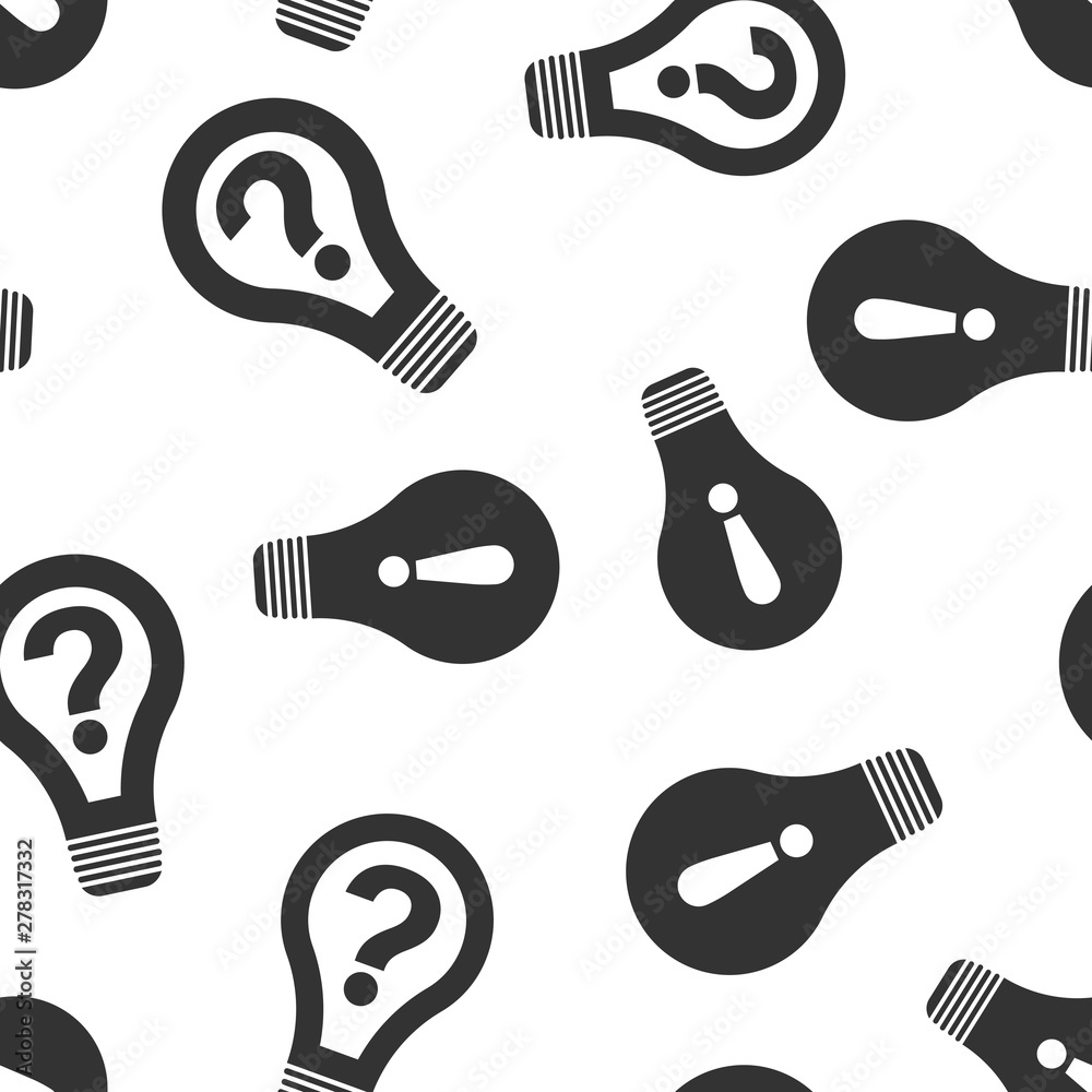 Problem solution icon seamless pattern background. Light bulb idea ...