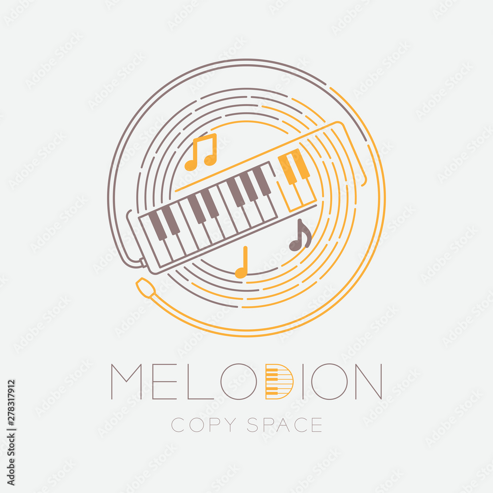Melodion, music note with line staff circle shape logo icon outline ...