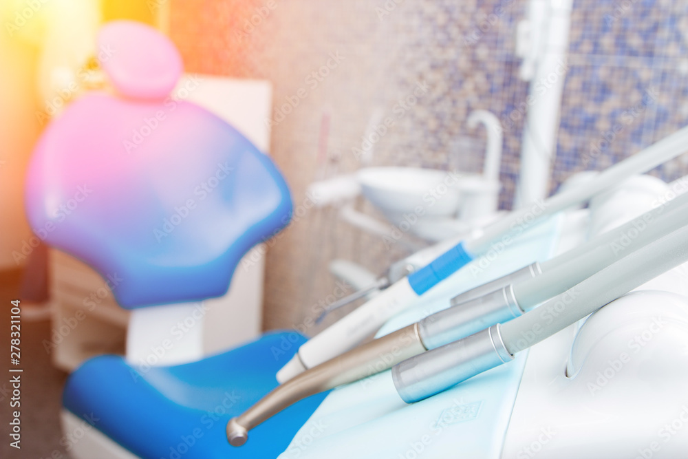 Dentist office background , dental hygiene, dentist's chair. Blur ...