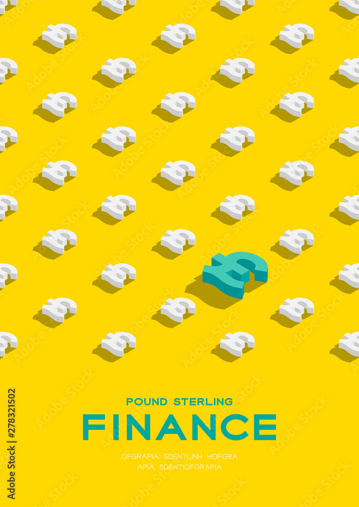 Currency pound sterling (GBP) sign 3d isometric pattern, Business ...