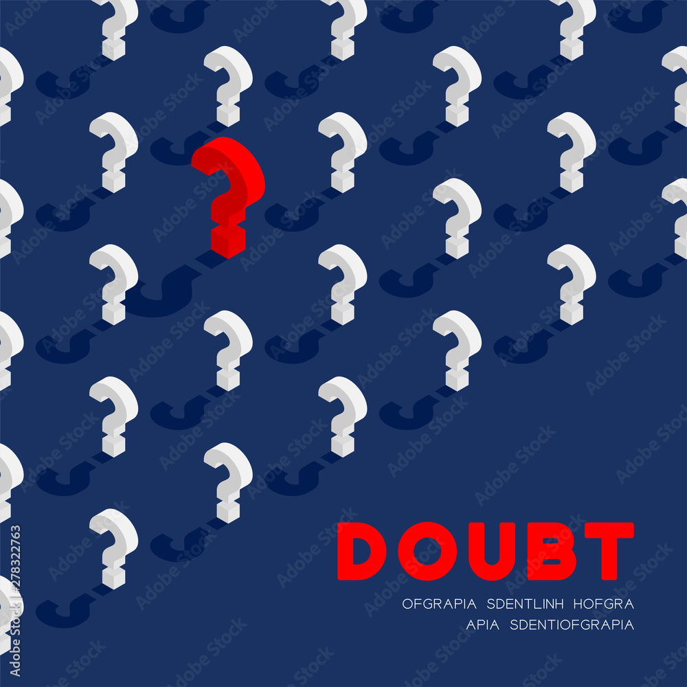 Question mark symbol 3D isometric pattern, Doubt concept poster and ...