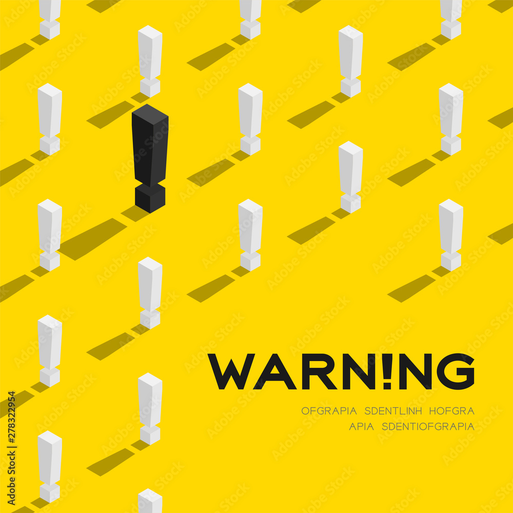 Exclamation mark symbol 3D isometric pattern, Warning concept poster ...