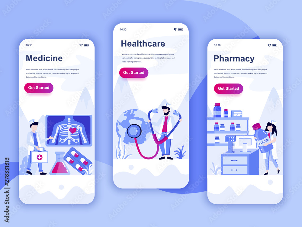 Set of onboarding screens user interface kit for Medicine, Healthcare ...