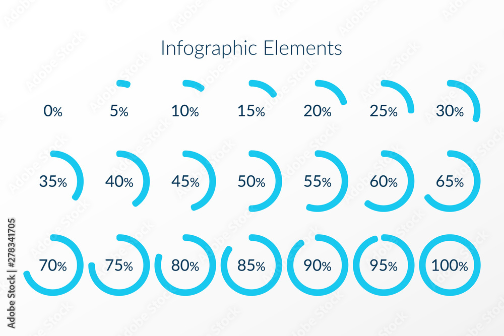 Vetor de Percentage vector infographic icons. 0 5 10 15 20 25 30 35 40 ...