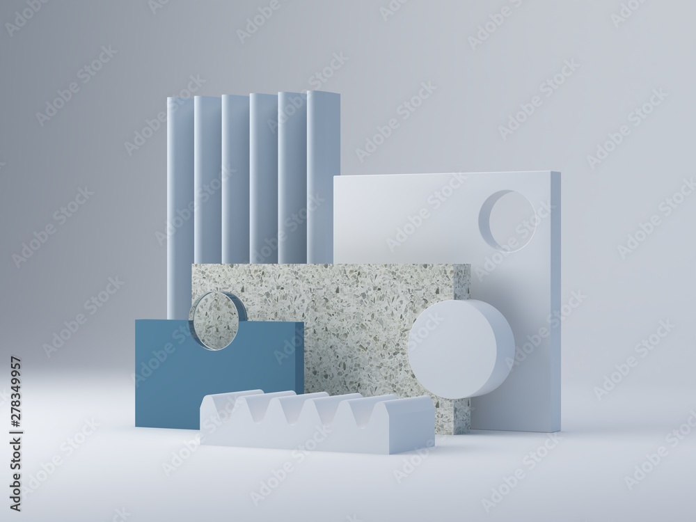 3d rendering, minimal abstract background in blue pastel colors ...
