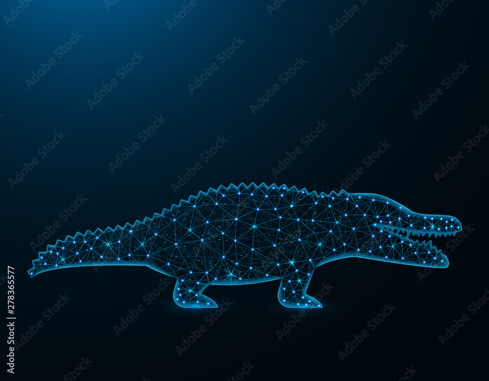 Crocodile low poly model, African animal polygonal wireframe, reptile ...