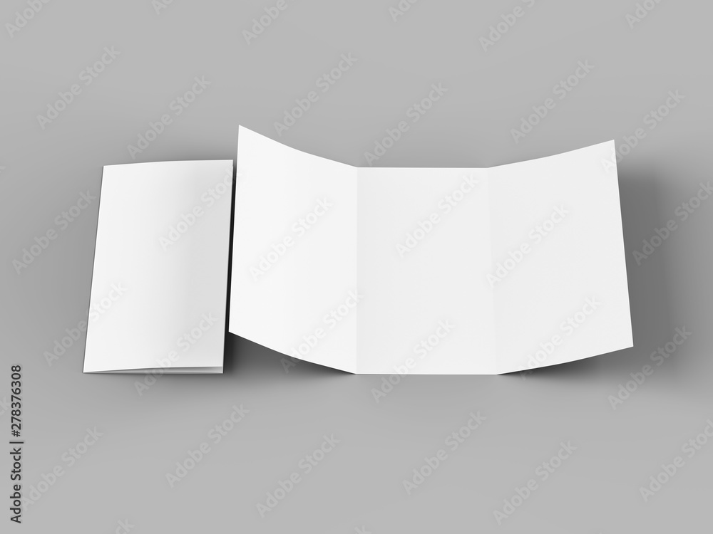 Open trifold brochure in A4 format mockup.3d illustartion Stock ...