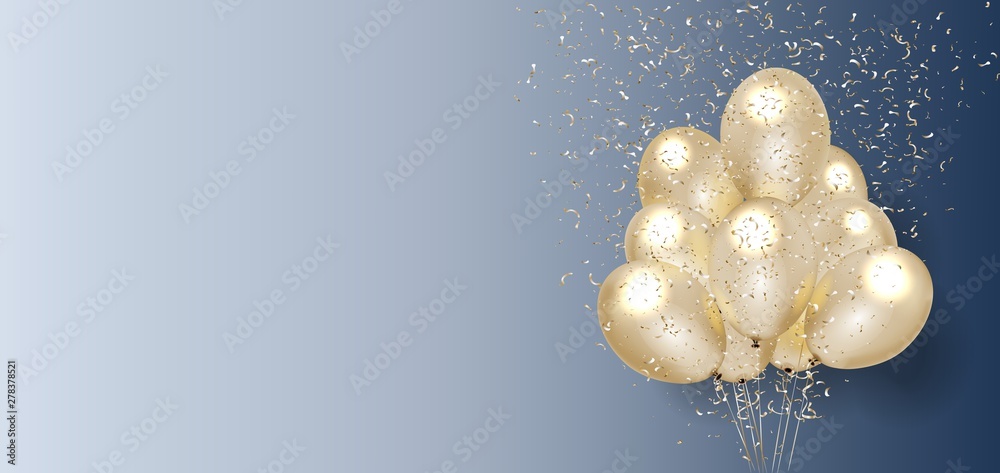 Celebration banner with Gold balloons background. Stock Photo | Adobe Stock