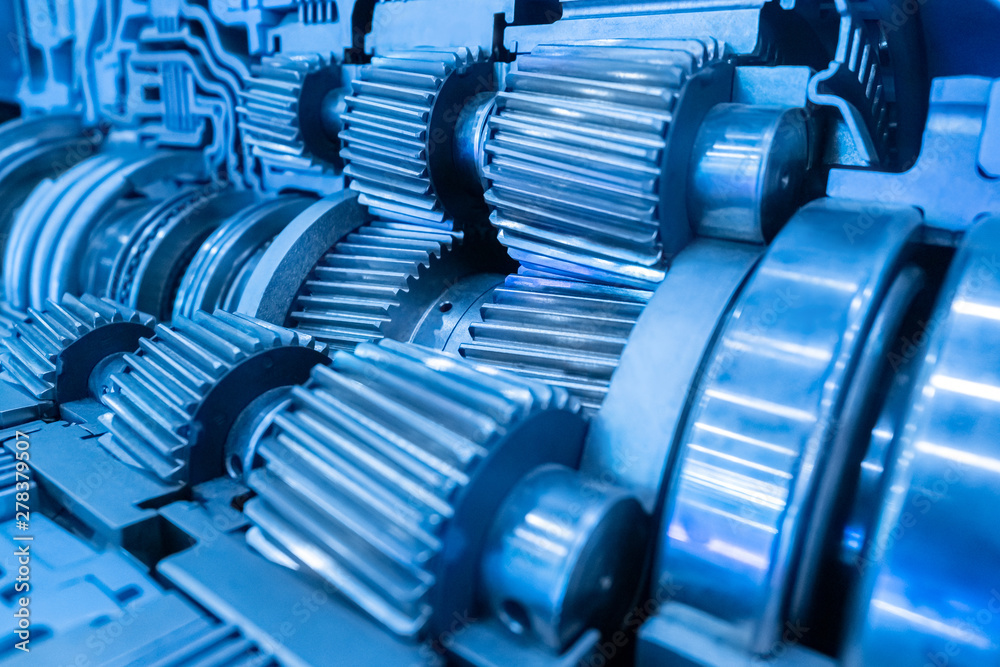 Machine technology. Gears concept. Box of the car transmission ...