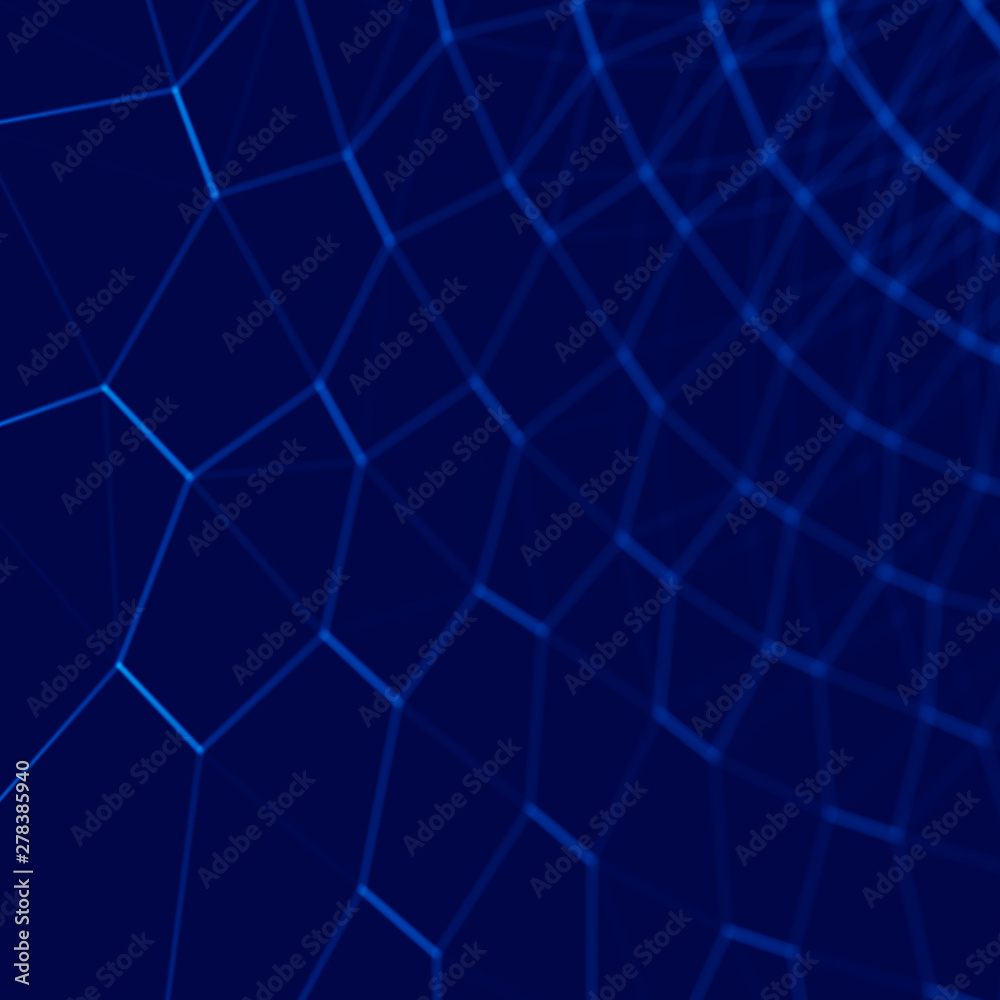 Multilayer sphere of honeycombs. Futuristic blue hexagon background ...