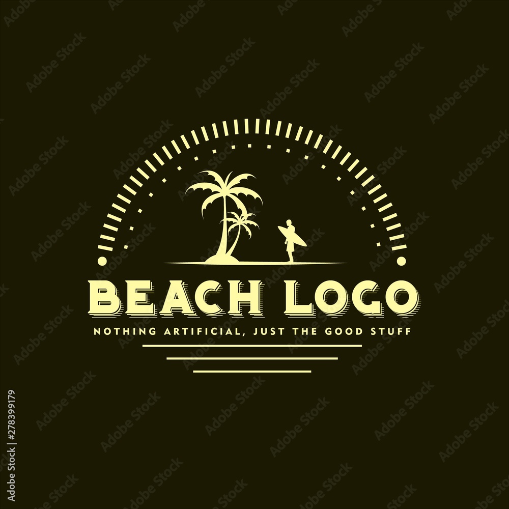 beach stamp logo design inspiration . circle beach logo template ...