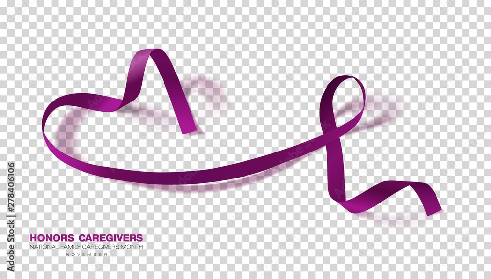 Honors Caregivers. National Family Caregivers Month. Plum Color Ribbon ...