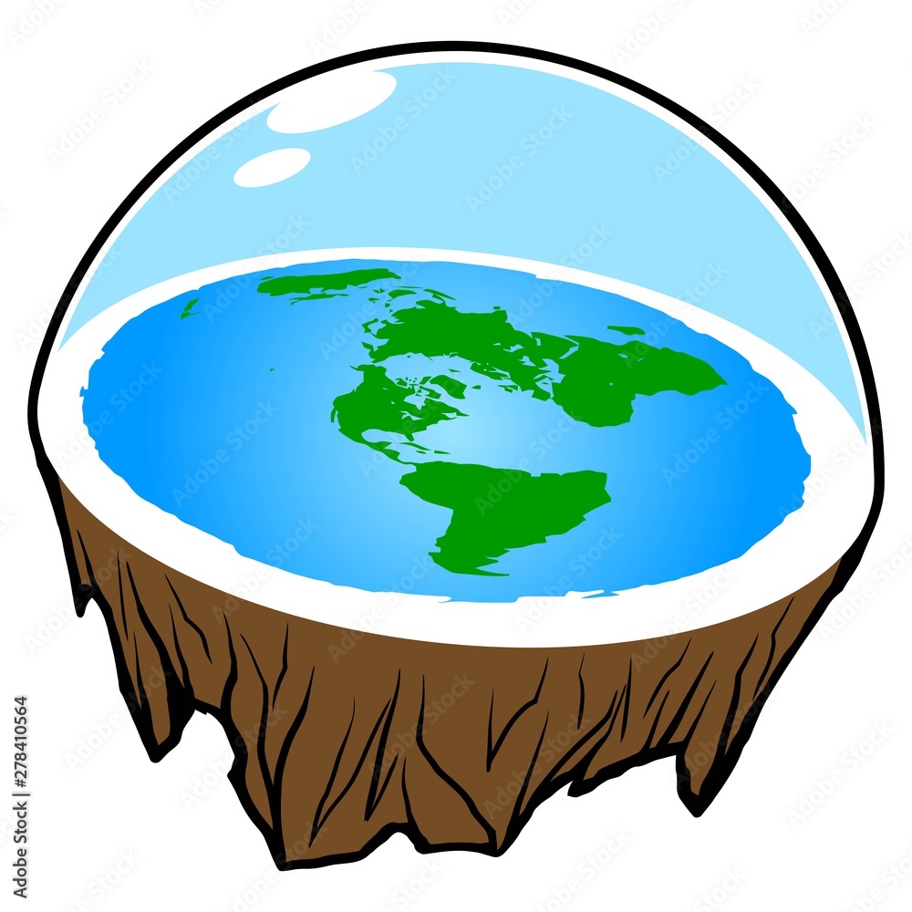 Flat Earth - A cartoon illustration of a Flat Earth concept. Stock ...