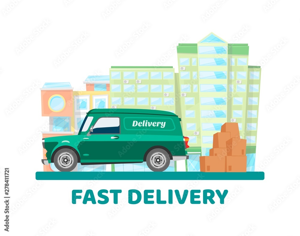 Mobile delivery city transportation vector illustration concept. Online ...