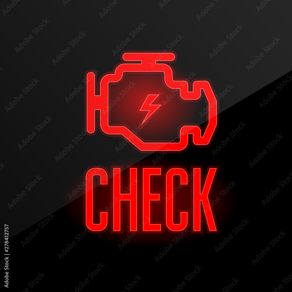 Check engine icon - blinking indicator on dashboard, breakdown alert ...