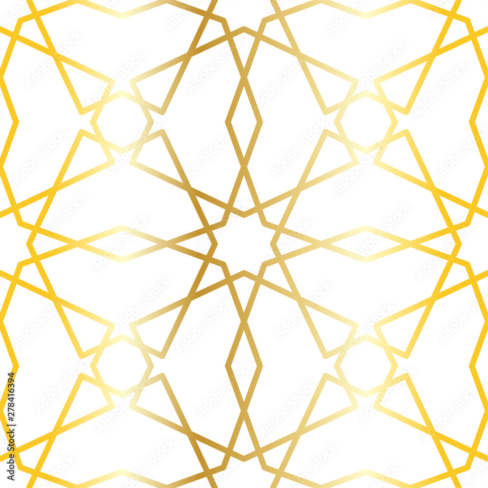 8 (and 4) Fold Golden Islamic Geometric Pattern Seamless Repeat Vector ...