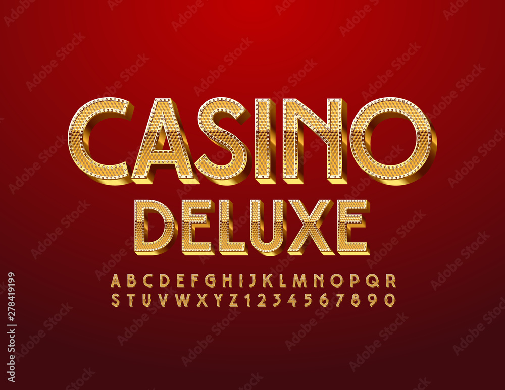 Vector luxury logo Casino Deluxe with 3D Golden Font. Premium Uppercase ...
