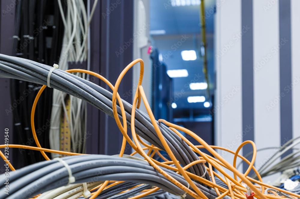 Electrical wire or Lan network wiring with support under raised floor ...