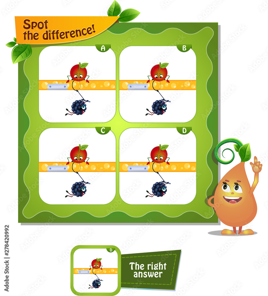 Spot the difference apple Stock Vector | Adobe Stock