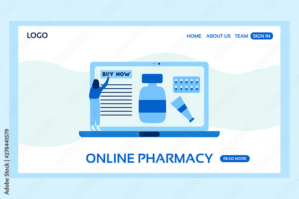 Medical web page concept. Web page design template of online pharmacy ...