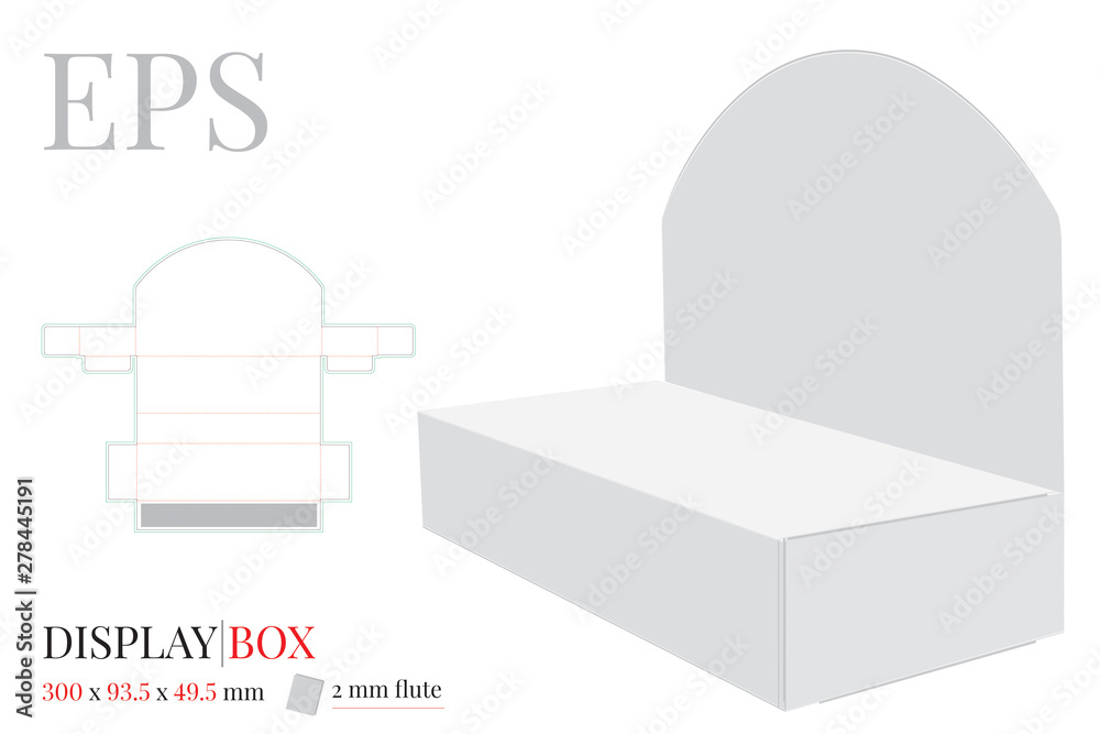 Display Box vector, template with die cut / laser cutting lines, white ...