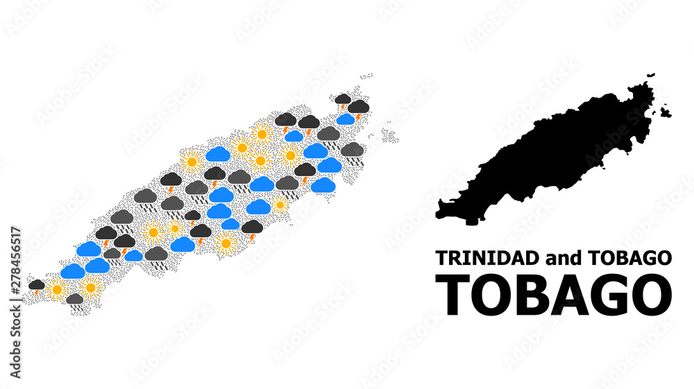 Weather Collage Map of Tobago Island Stock Vector | Adobe Stock