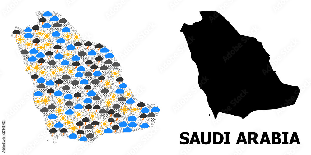 Weather Collage Map of Saudi Arabia Stock Vector | Adobe Stock