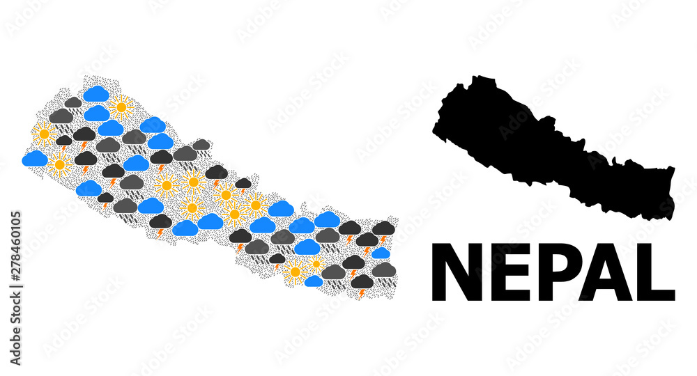 Weather Collage Map of Nepal Stock Vector | Adobe Stock
