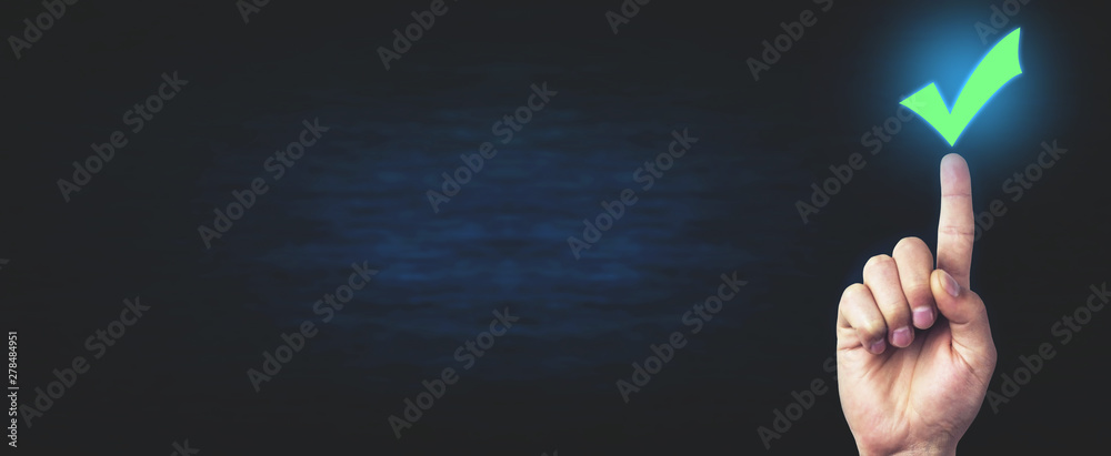 Man hand touch in check mark sign. Stock Photo | Adobe Stock