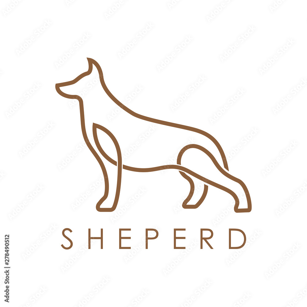 Simple elegant monoline German Shepherd Dog logo design. Stock Vector ...