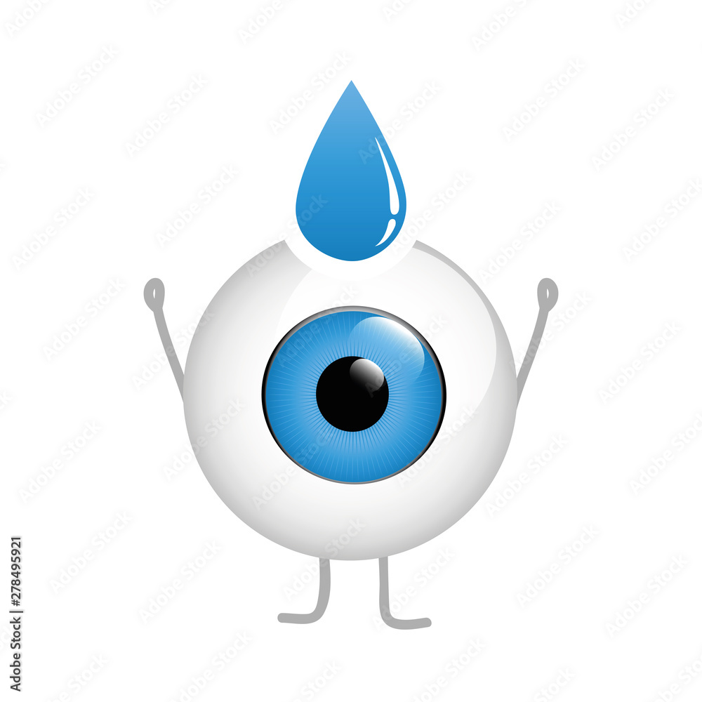 happy eye cartoon with eye drop isolated on white background vector ...
