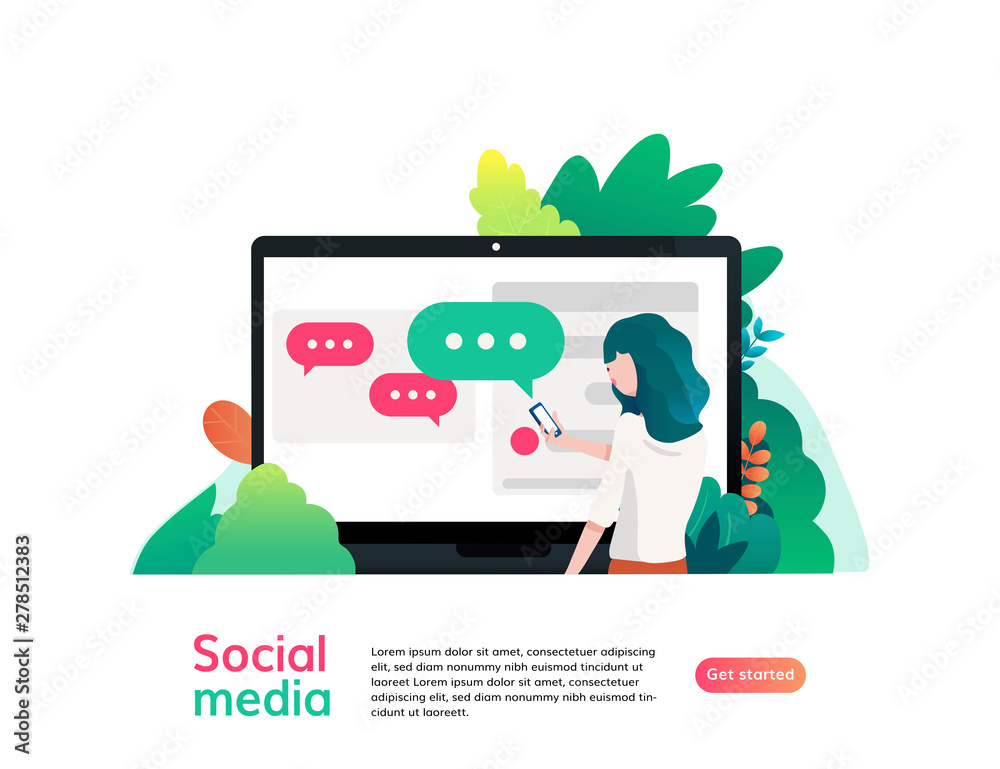 Website template of social media , flat design vector illustration, for ...