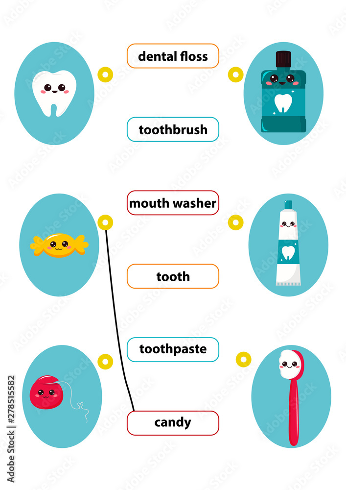 Learn english vocabulary words. Dental, teeth hygiene. Educational word ...