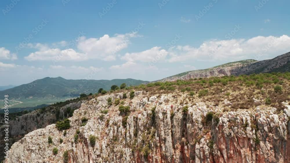 Greece Meteora monasteries in rocks view of cliffs, aerial view of ...
