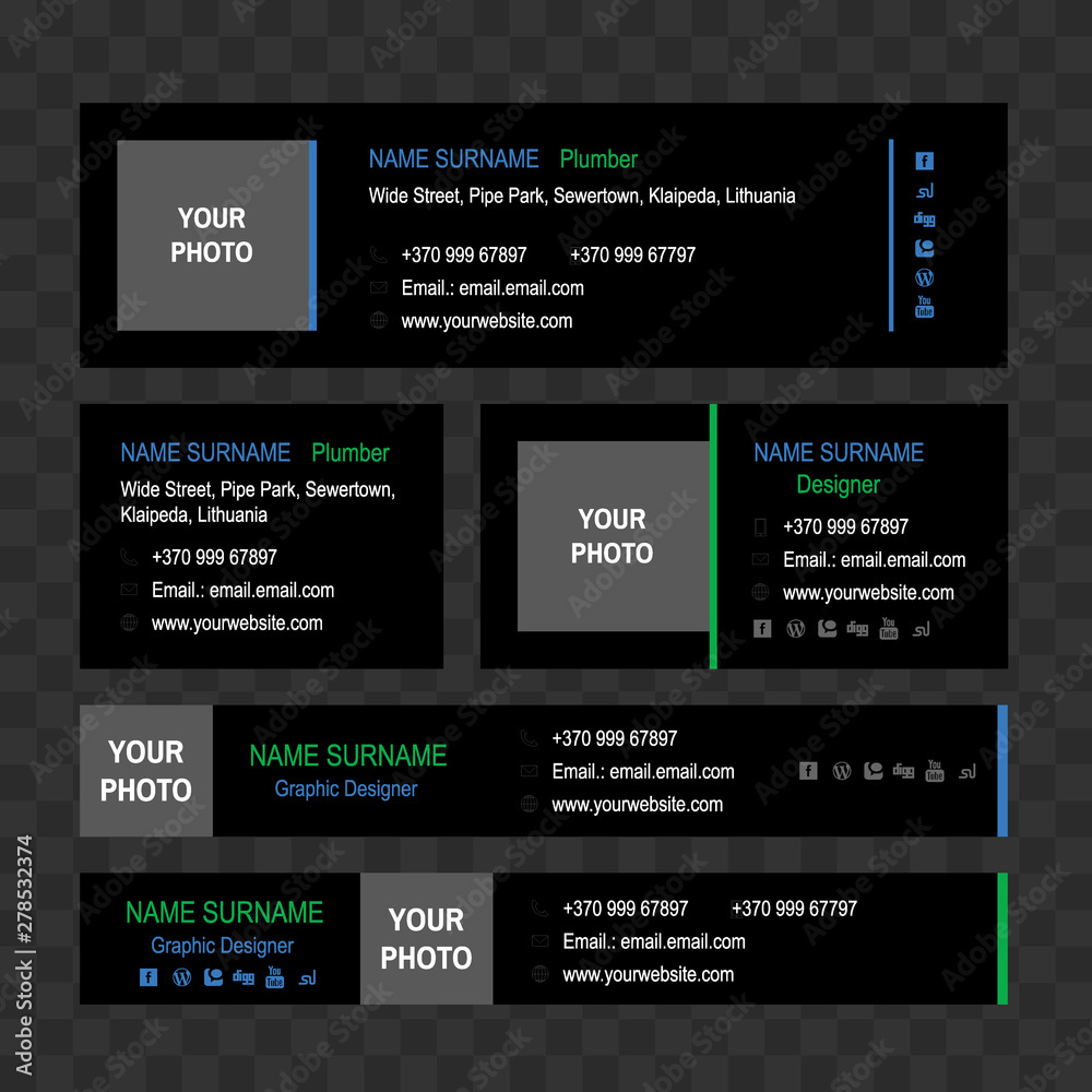 Email Signature Templates Stock Vector | Adobe Stock