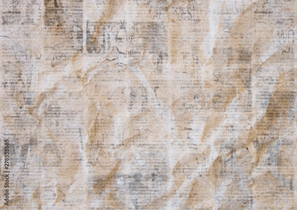 Vintage grunge crumpled paper texture background. Blurred old newspaper ...
