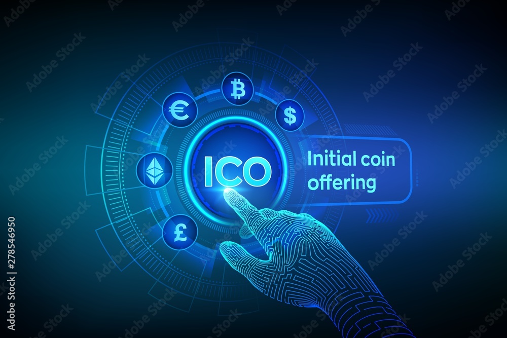 ICO. Initial coin offering. Cryptocurrency and global e-commerce ...